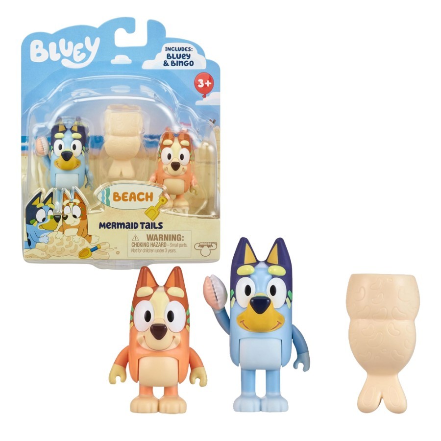 Jual Bluey Figure 2-Packs - Beach Mermaid Tails 2.5 Inch and Bingo ...