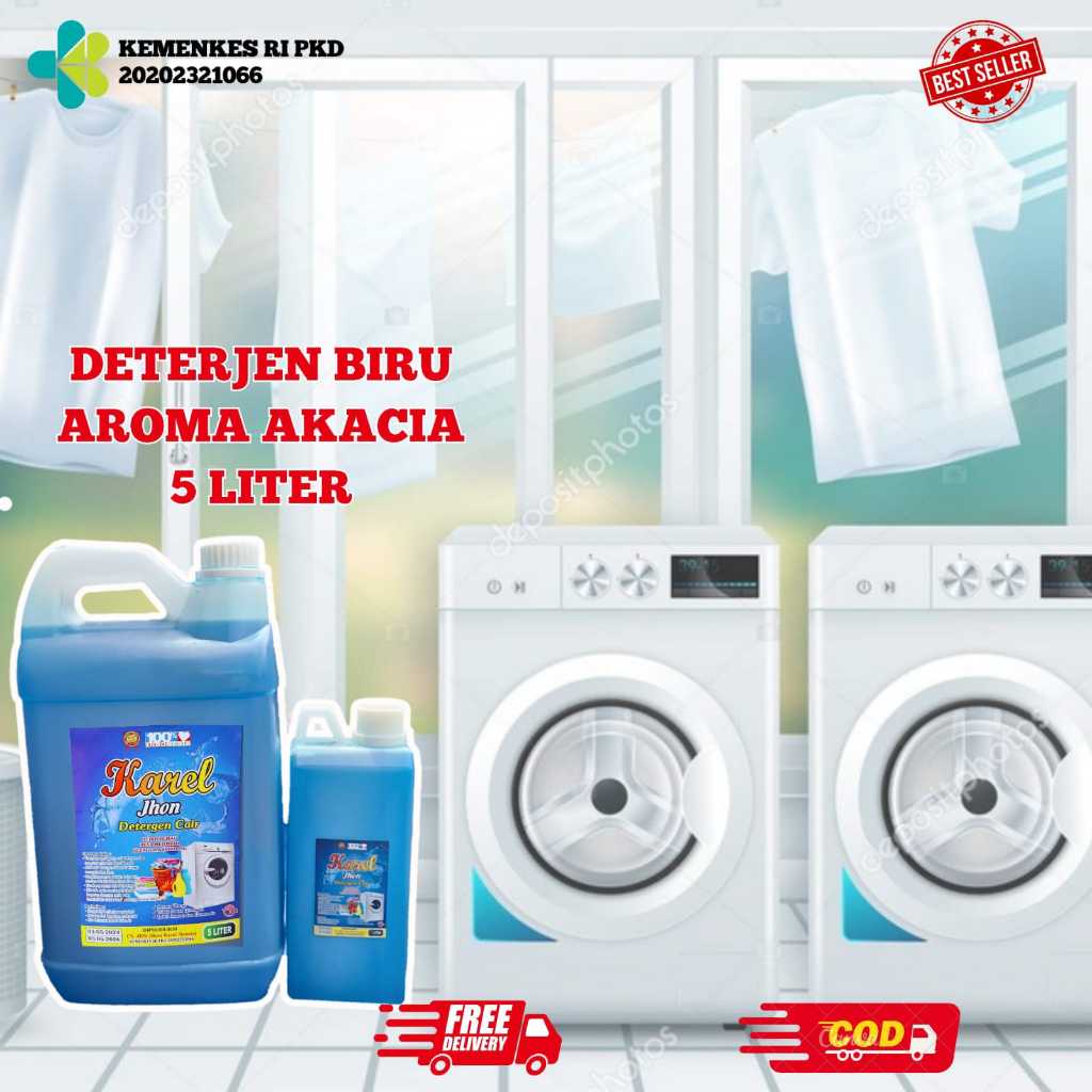 Jual Detergen cair biru Liquid laundry sabun cair isi 5 liter cuci baju ...