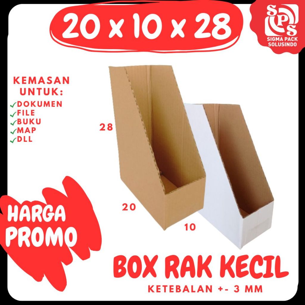 Jual Box Rak Kecil 20x10x28 Box Dus Packing Kotak Kemasan Karton File ...