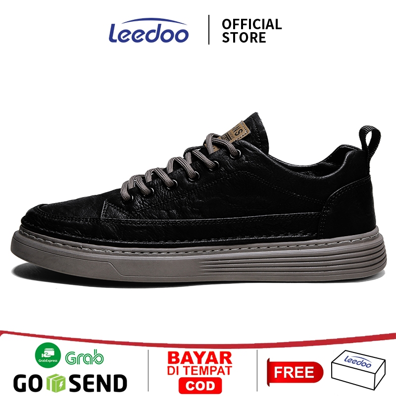 Jual Leedoo Sepatu Kulit Pria Anti Air Kekinian Casual Docmart Sneakers ...