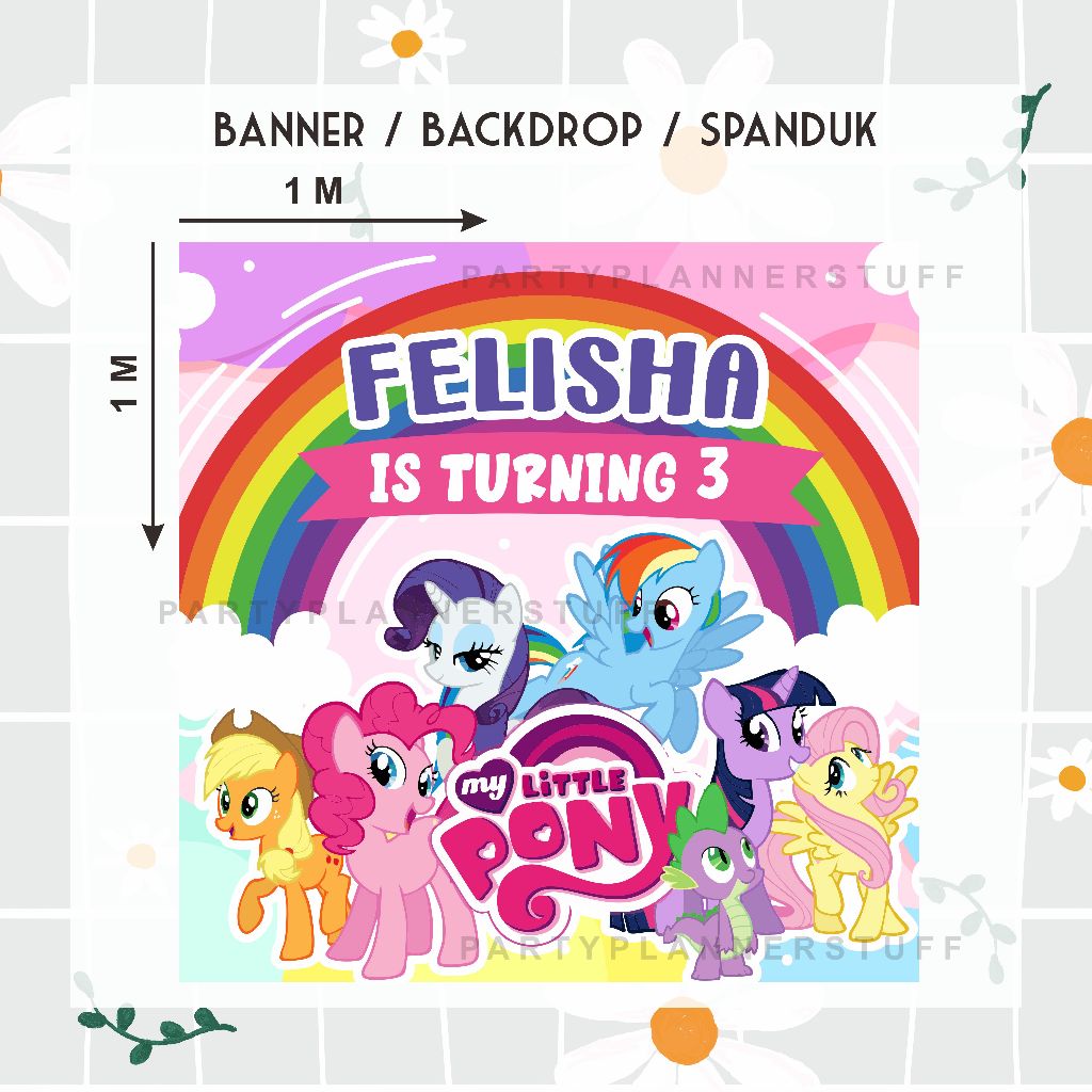 Jual Banner ulang tahun anak tema my little pony / backdrop dekorasi ...