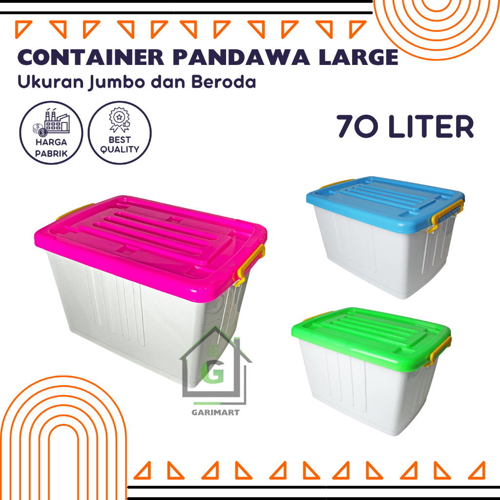 Jual Container Box Roda Plastik Jumbo 70 Liter Kotak Penyimpanan Barang ...