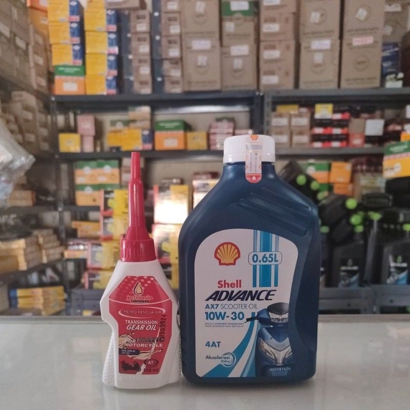 Jual PAKET OLI SHELL ADVANCE AX7 10W-30 MATIC 0,65L+OLI GARDAN 120ML ...