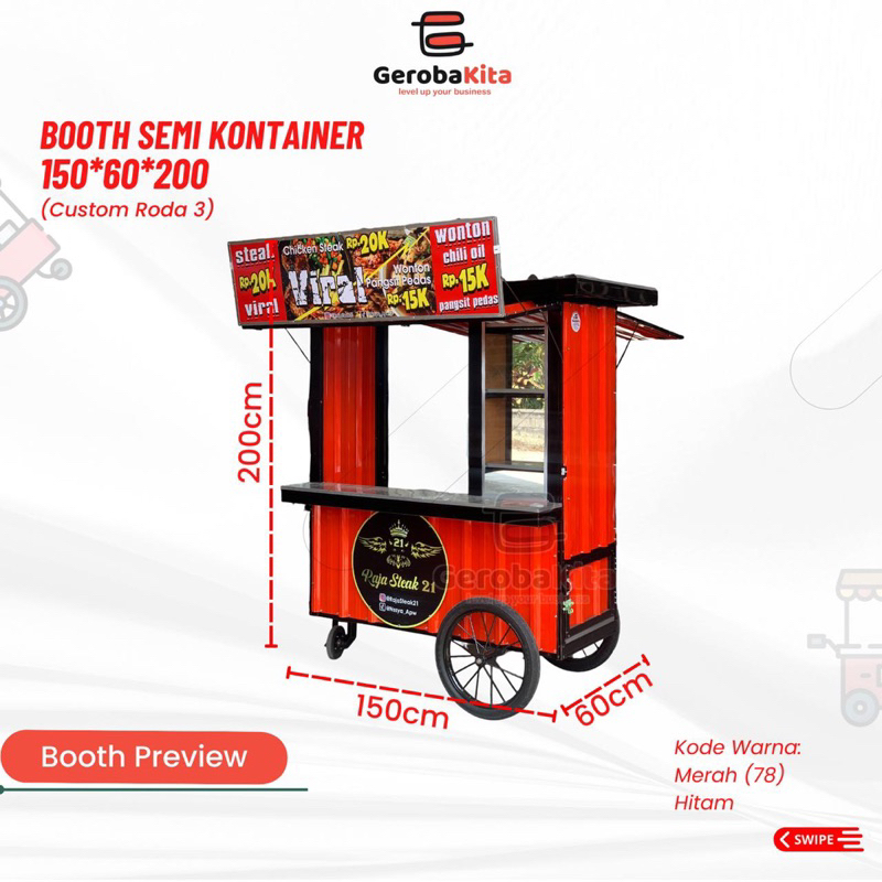 Jual Booth Semi Container 150x60x200 Roda 3 Custom Branding Atas ...