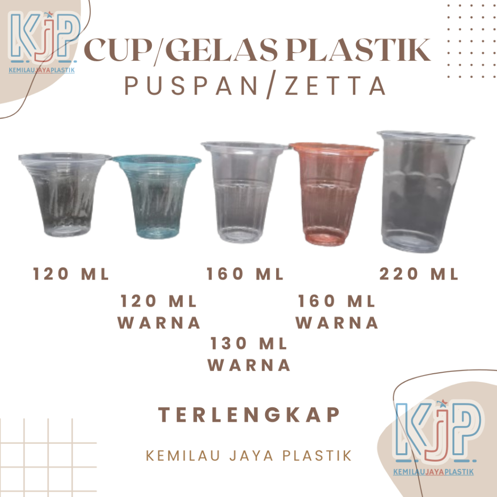 Jual Cup Gelas Plastik Puspan/Zetta UK 120 ML Ulir ,130 ML, 160 ML Frutang , 200 ML, 220 ML Aqua ...