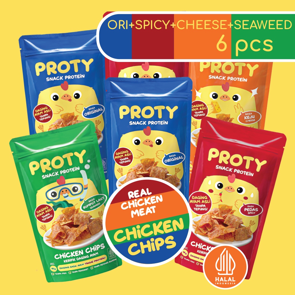 Jual PROTY Camilan Sehat Keluarga Chicken Chips Ori(2 pcs)+Pedas(2 pcs ...