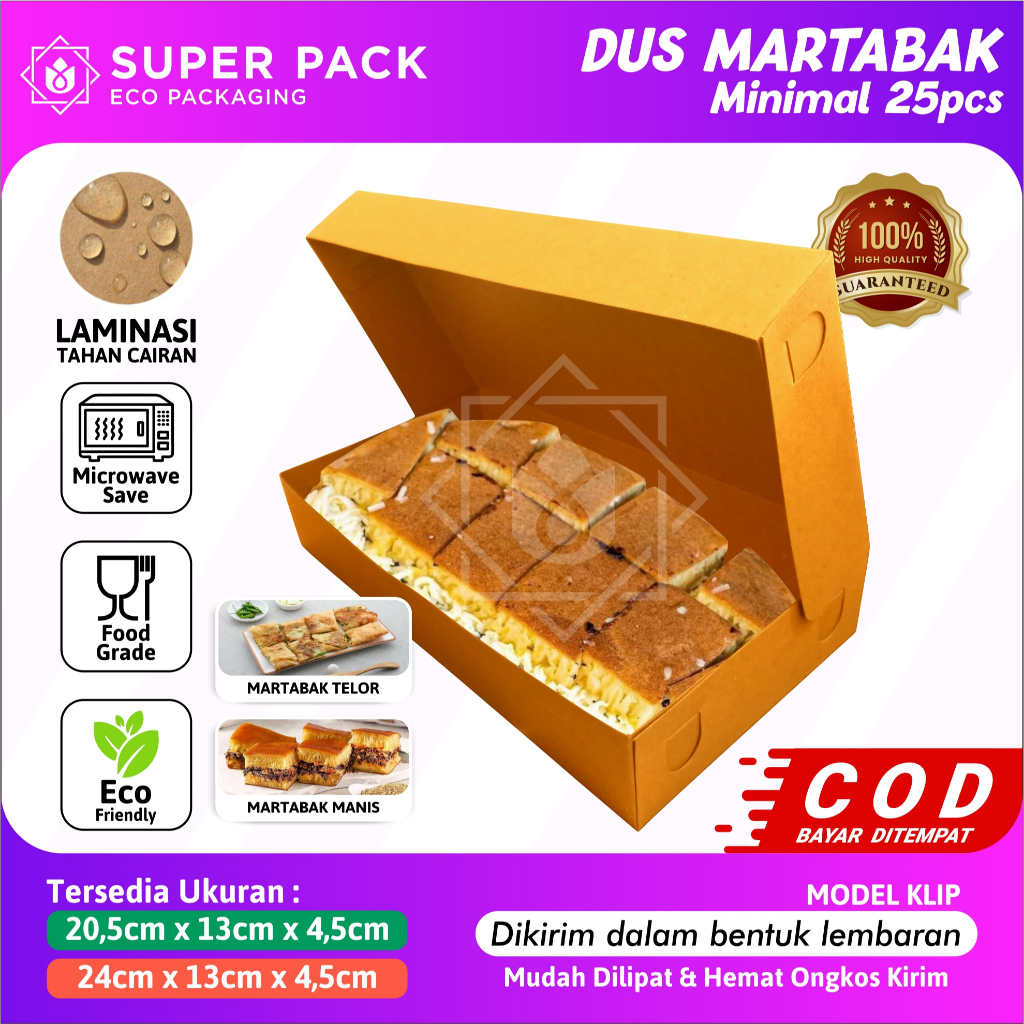 Jual Dus Box Kemasan Martabak Kotak Kue Makanan Eco Kraft 290 gsm ...