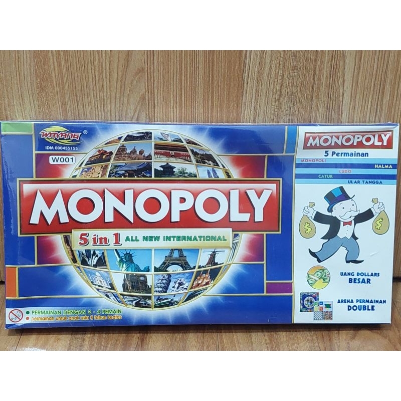 Jual Mainan Monopoly 5 in 1 Monopoli Halma Catur Ludo dan Ular Tangga ...