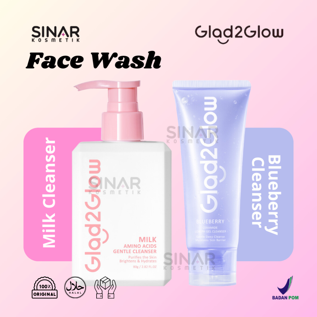 Jual Glad2Glow Face Wash [NEW] Centella Salicylic Acid Acne Gel Cleanser 70ml / Cleanser Series ...