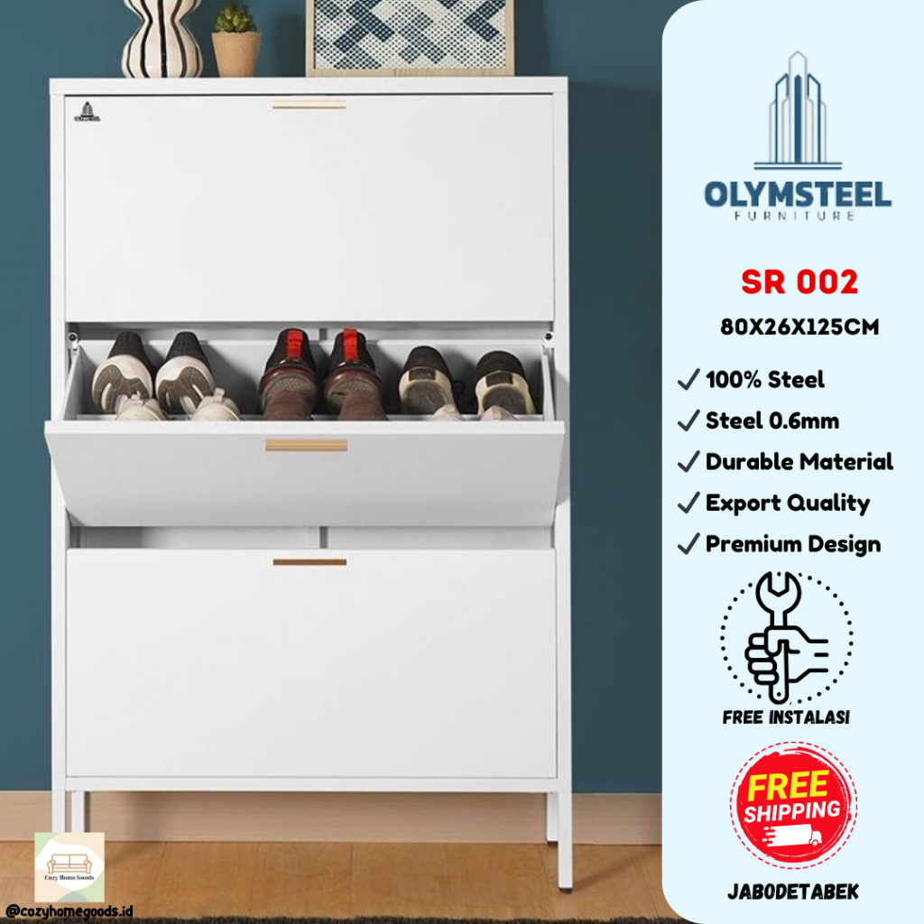 Jual Lemari / Rak Sepatu Besi - Olympic Olymsteel SR 002 - Shoe Rack - Lemari Serbaguna | Shopee ...