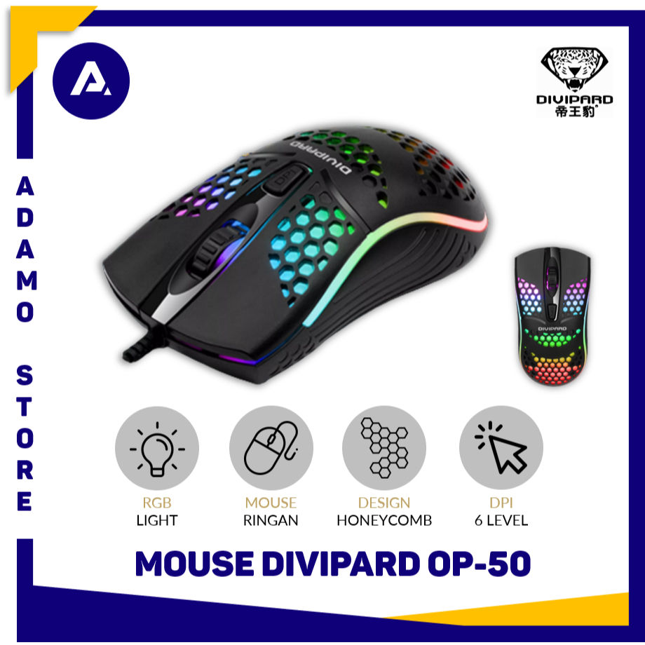 Jual Mouse Gaming Honey Comb USB Divipard OP50 7 LED Lights | Shopee ...