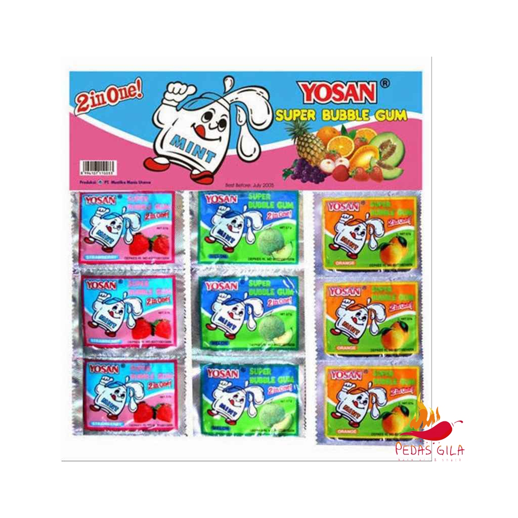 Jual YOSAN BUBBLE GUM 2IN1 RENCENG ISI 24 | Shopee Indonesia