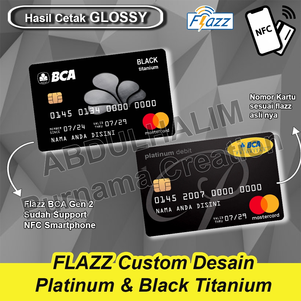 Jual Cetak Kartu Flazz gen 2 motif Platinum Prioritas / Black Titanium / Black Card bisa NFC ...