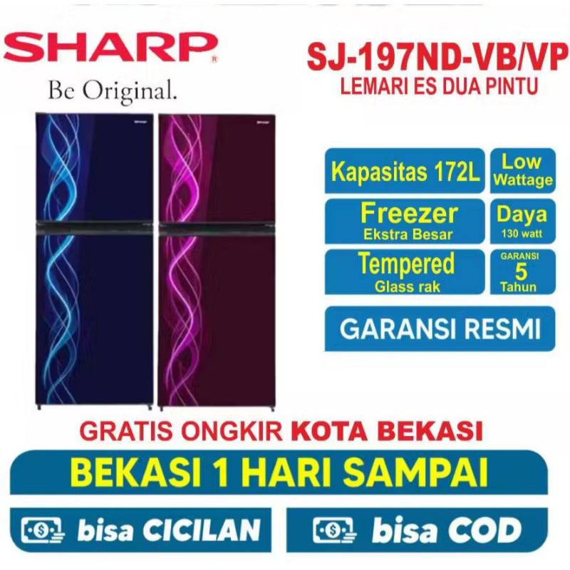 Jual KULKAS SHARP SJ-197-ND/LEMARI ES 2 PINTU | Shopee Indonesia