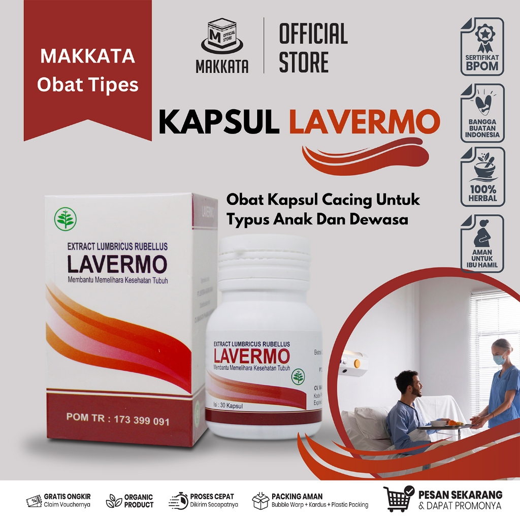 Jual MAKKATA Obat Tipes Kapsul Lavermo Obat Kapsul Cacing Untuk Typus ...