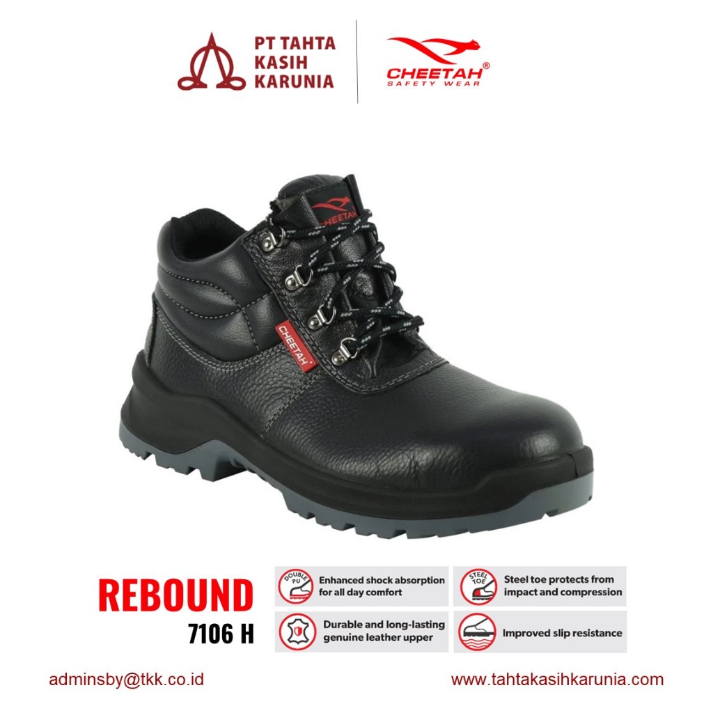 Jual CHEETAH Safety Shoes 7106 Rebound Black (Sepatu Safety Hitam ...