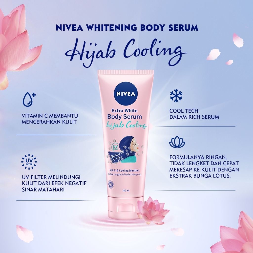 Jual NIVEA Body Care Hijab Whitening Cooling Fresh Body Serum 180ml | Shopee Indonesia