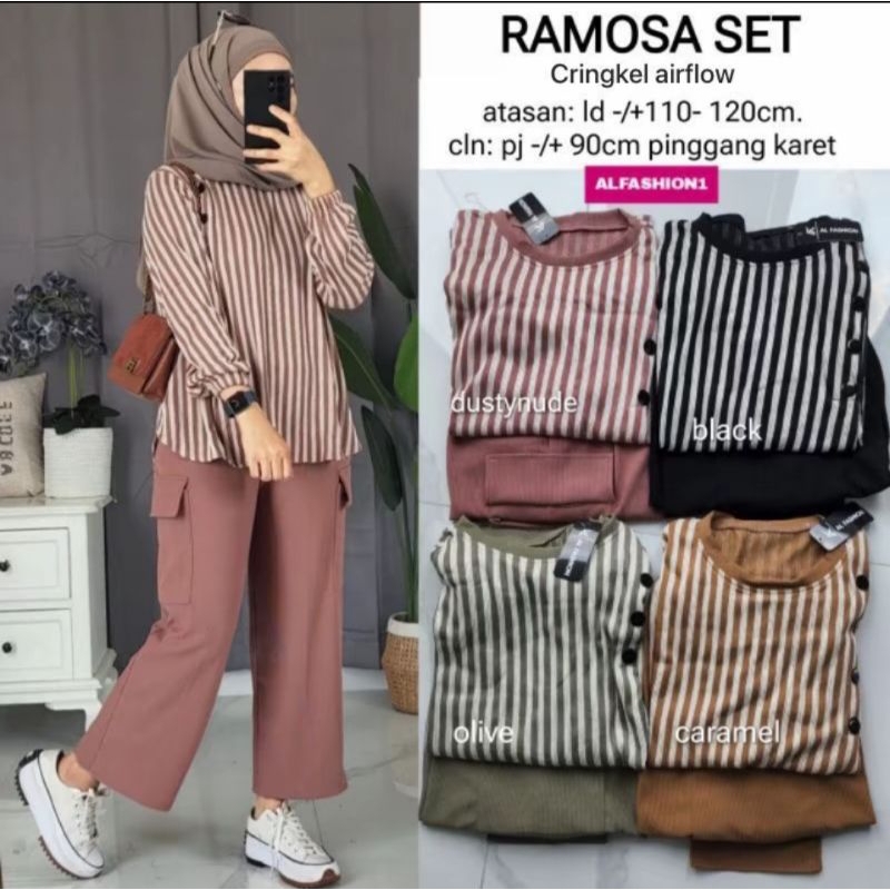 Jual ONE SET RAMOSA 2 CRINCLE AIRFLOW//ONESET RAMOSA LAPIS WANITA//ONE ...