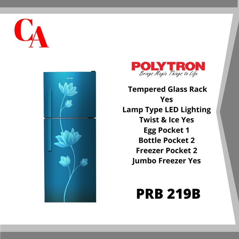 Jual POLYTRON kulkas 2 pintu metallic series 210 liter PRB 219B PRB 219 ...