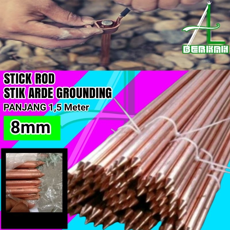 Jual Stick As Grounding Rod 8mm / Stik Arde Grounding Penangkal anti ...
