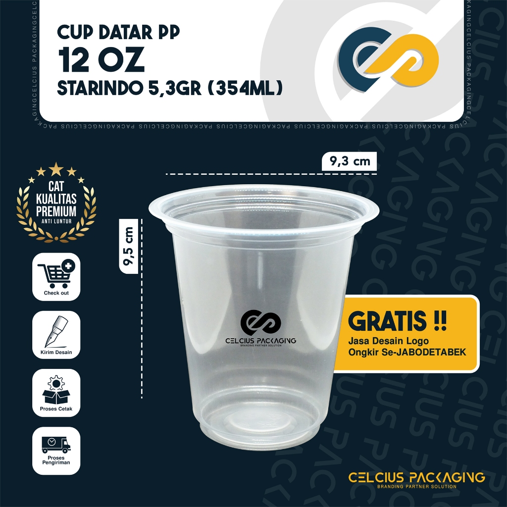 Jual Sablon Cup Gelas Plastik (PP) 12, 14, 16 Oz STARINDO DATAR 5,3 Gram | Shopee Indonesia