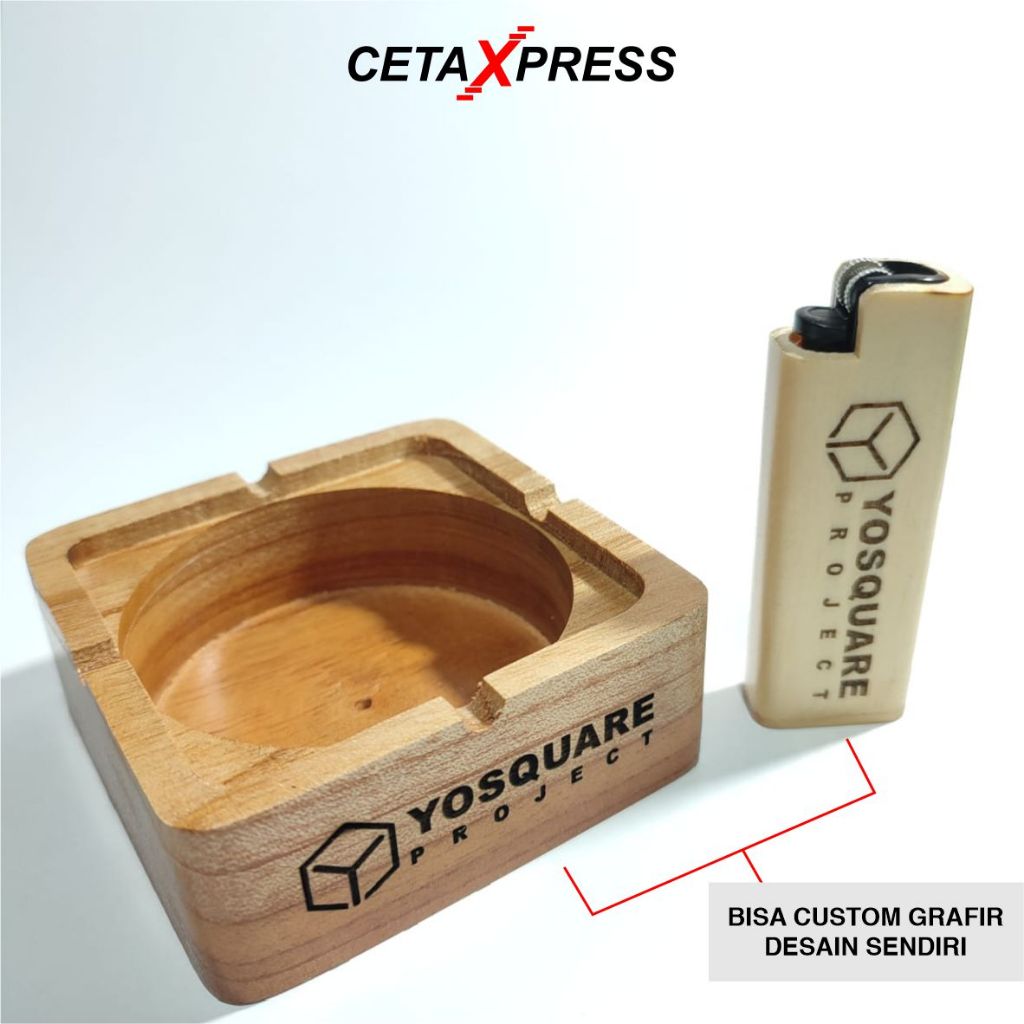 Jual CUSTOM ASBAK DAN KOREK GRAFIR DESAIN SENDIRI BAHAN KAYU | Shopee ...