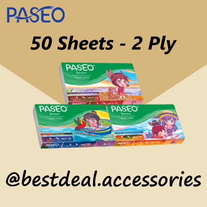 Jual Paseo Smart Facial Travel Pack Tissue 50 Sheets - 2 Ply Travelpack ...