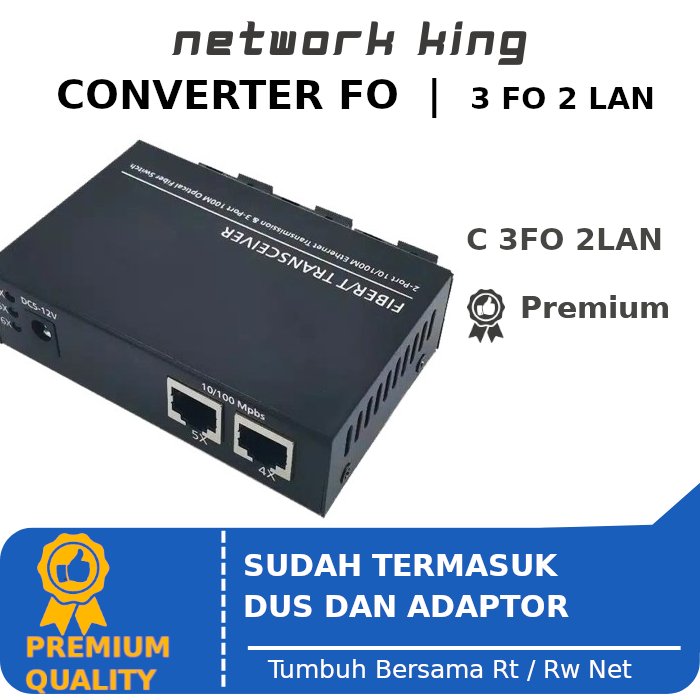 Jual Media Converter Fiber Optic 3 Port FO 2 Port LAN 10/100 Full Body / Switch Fiber Optik 3 FO ...