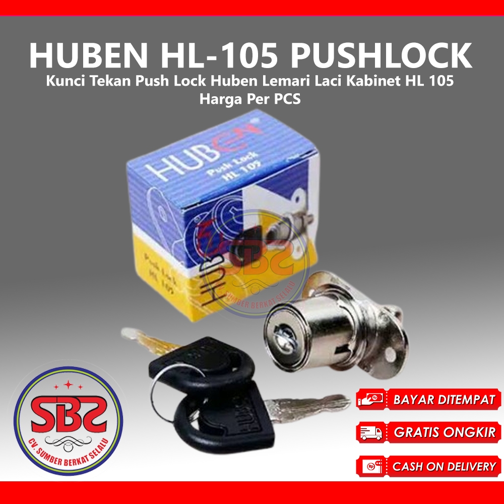 Jual HUBEN HL-105 Kunci Tekan Push Lock Huben Lemari Laci Kabinet HL ...