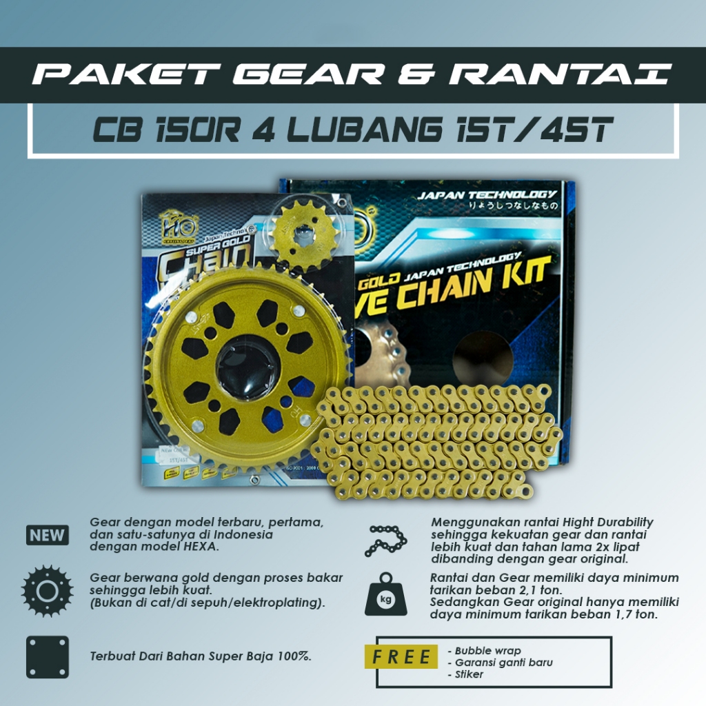 Jual GEAR GIR GEAR SET 428 15T/45T NEW CB 150 R CBR 150 HEXA RACING | Shopee Indonesia