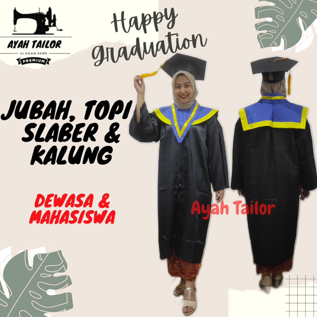 Jual BAJU TOGA JUBAH WISUDA DEWASA SMA SMK SARJANA BIRU LIST KUNING ...