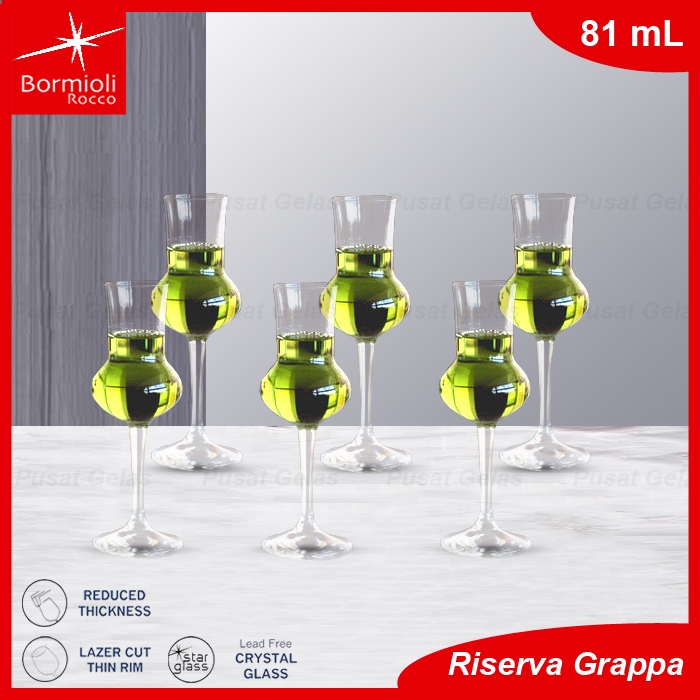 Jual 1 SET 6 PCS Bormioli Rocco Gelas Kaki Grappa/Grappa Glass/Bormioli ...