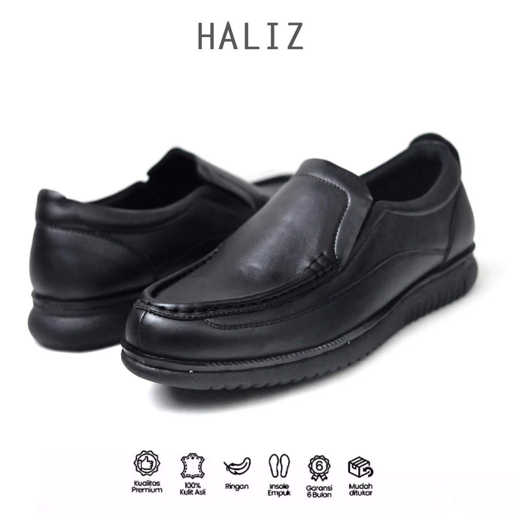 Jual Haliz - Simon Black Sepatu Slip On Pantofel Formal Pria Kulit Asli ...