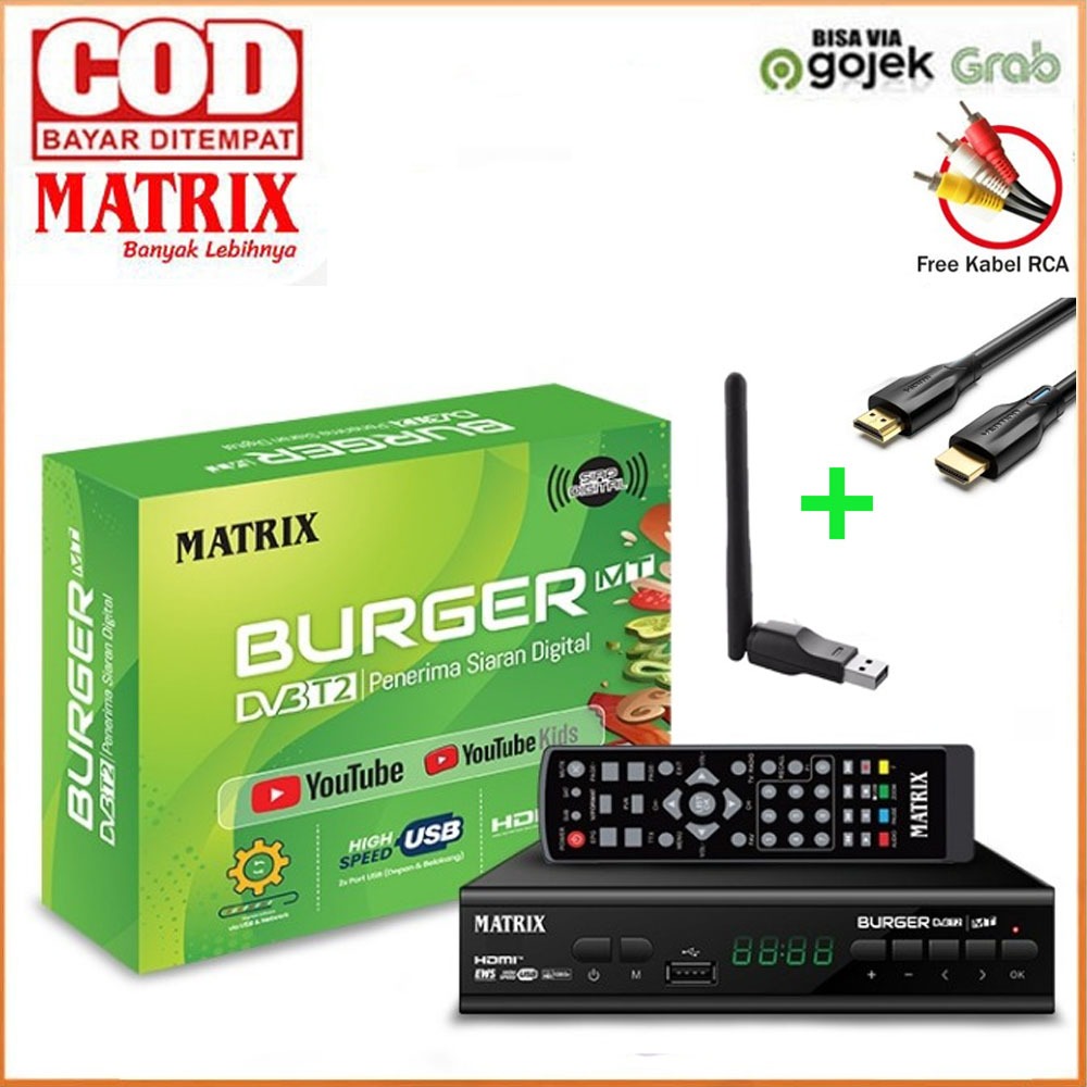 Jual Matrix Set Top Box TV Digital & Receiver TV Digital DVBT2 Matrix Burger HIJAU 4MB Support ...