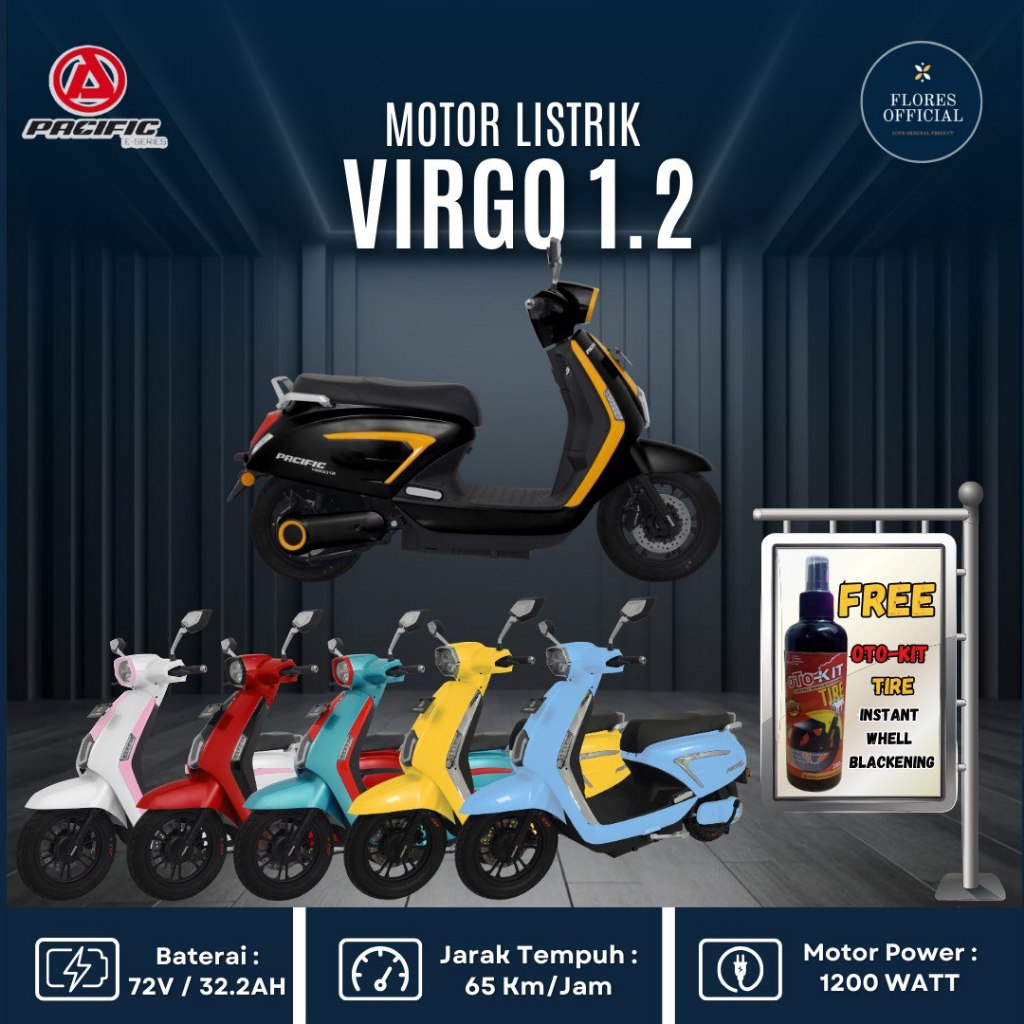 Jual Sepeda Motor Listrik Virgo 1.2 12 1 2 Pacific Exotic Vespa Listrik | Shopee Indonesia