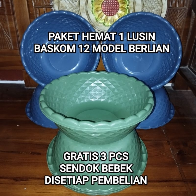 Jual (isi 12 pcs) baskom plastik berlian ukuran 12 / waskom durian ...