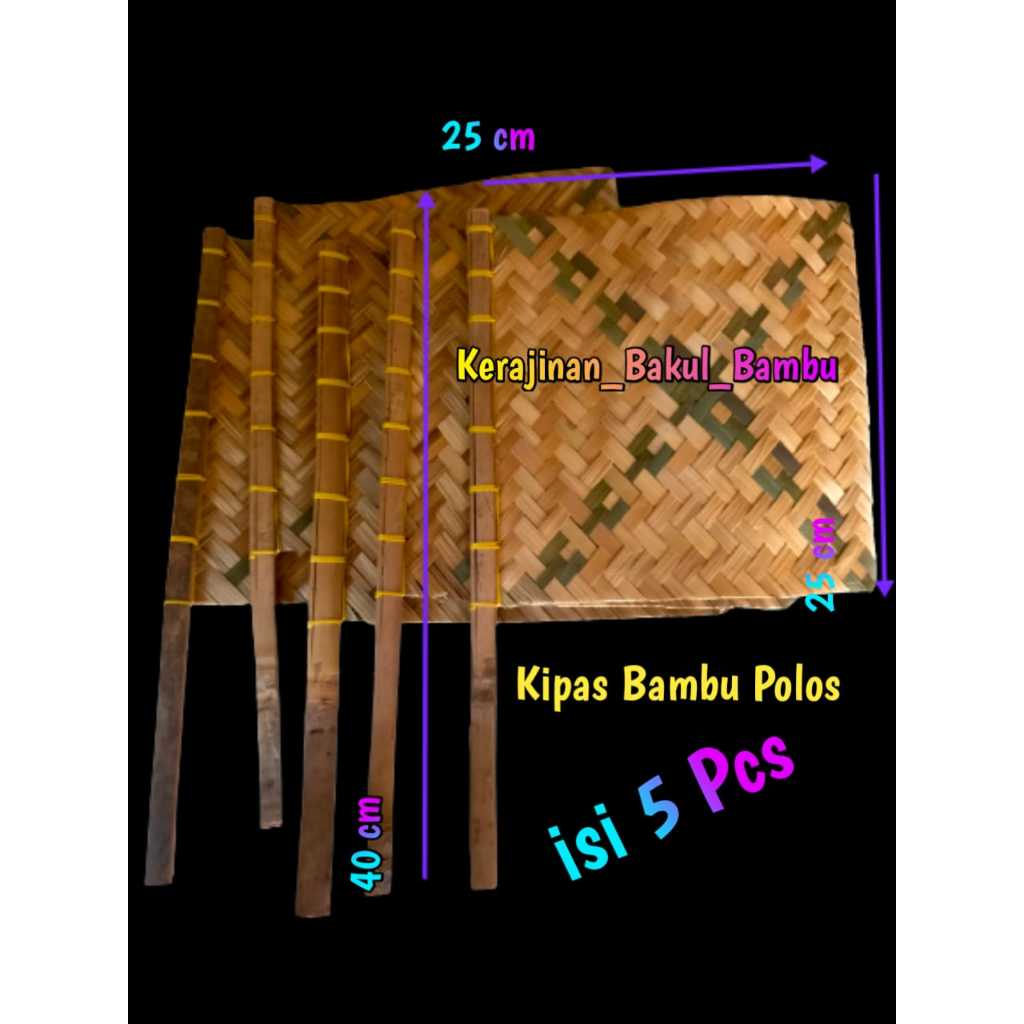 Jual Kipas polos anyaman bambu isi 5 biji paket hemat kipas tangan atau ...