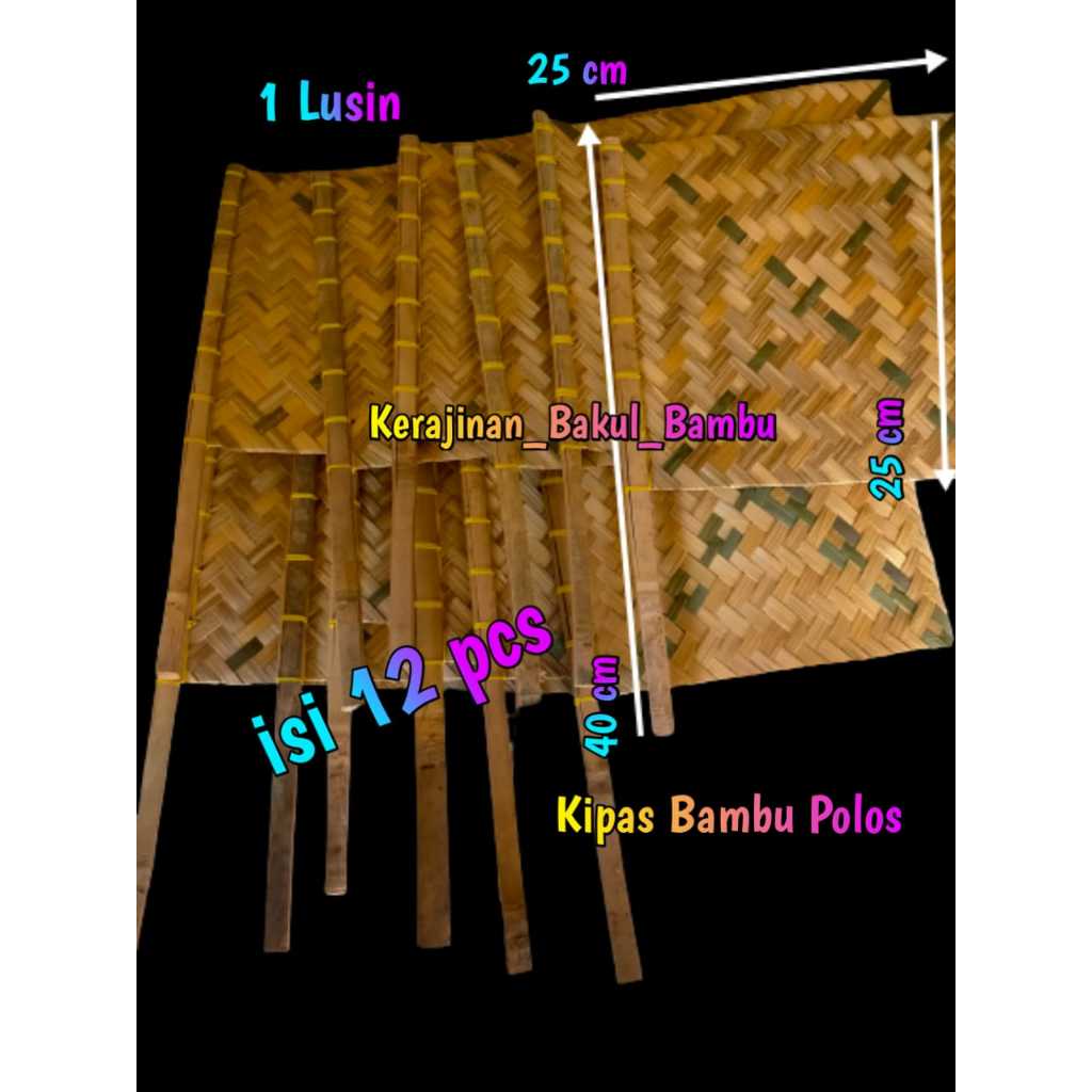 Jual Kipas tangan kipas anyaman bambu murah kipas polos isi 12 biji ...