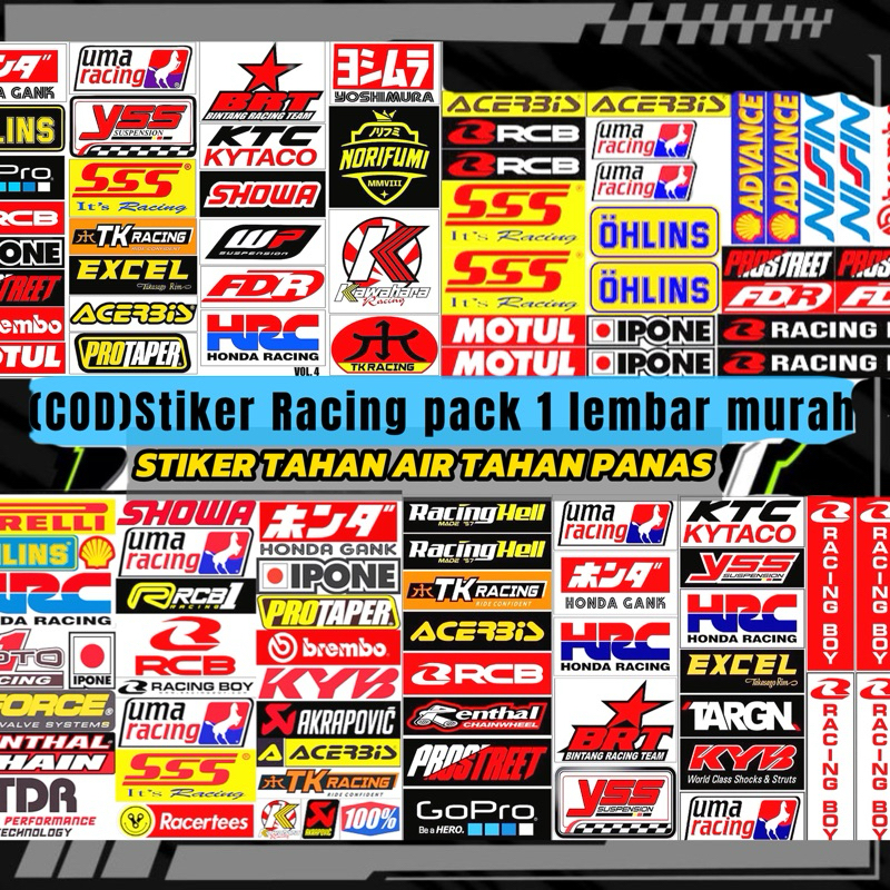 Jual STIKER RACING PACK 1lembar stiker tahan air tahan panas gambar ...