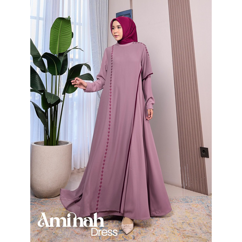Jual AMINAH DRESS MAREVI SIMPLE MEWAH STANDAR & JUMBO | Shopee Indonesia