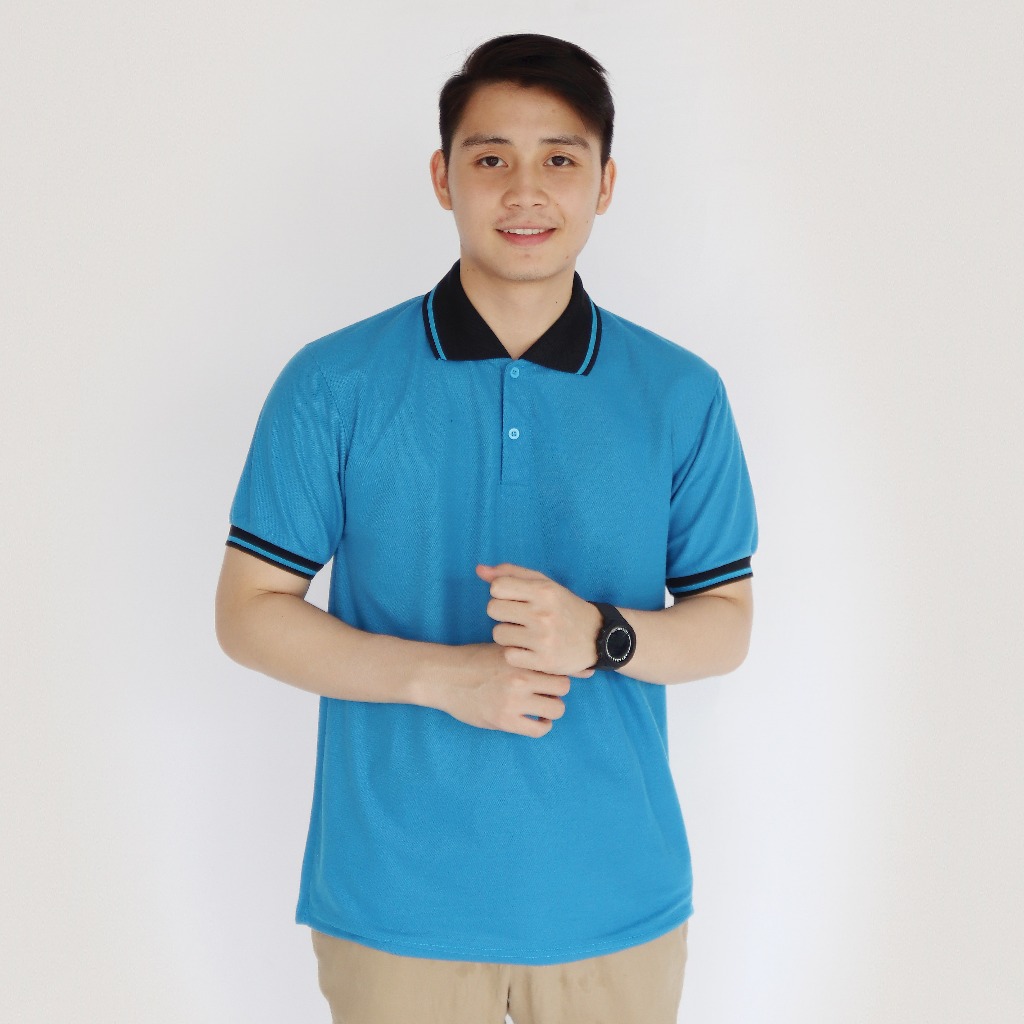Jual Liso wear - Kaos polo shirt polos Biru Turkish kerah kombinasi seragam pria lengan pendek ...