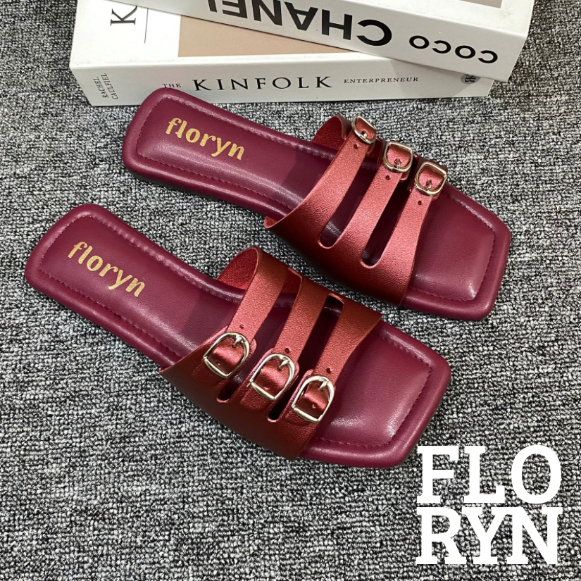 Jual FLORYN SHOES - ZEA Maroon Sandal Teplek Daily Casual Tali Strap ...