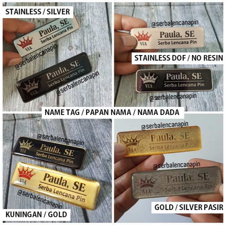 Jual Custom Nama Dada Name Tag Satuan - Kuningan Stainless Harlen Sepuh ...