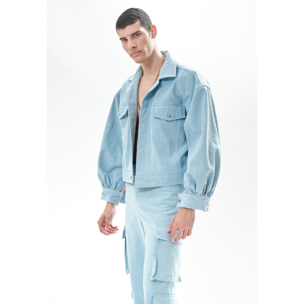 Jual OCWA POPE LIGHT BLUE OVERSIZED PUFF DENIM JACKET | Shopee Indonesia