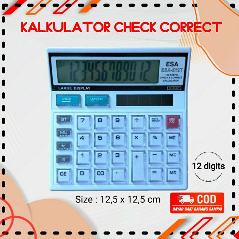Jual KODE R8E Kalkulator Putih Check Correct 12 Digits Tahan Lama Auto ...
