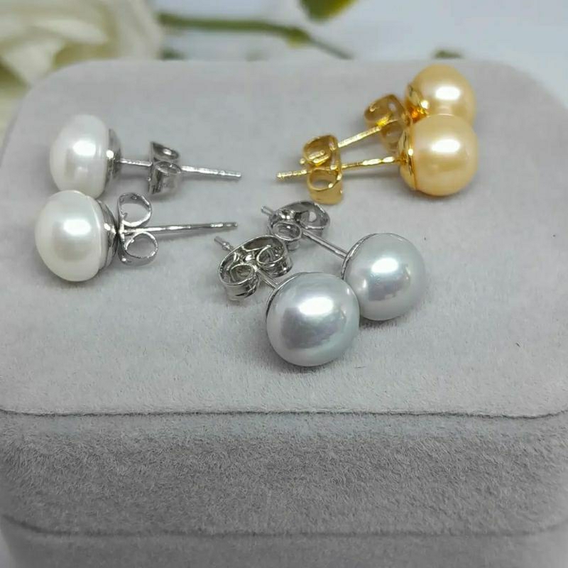 Jual giwang rhodium Pentul mutiara air tawar | Shopee Indonesia