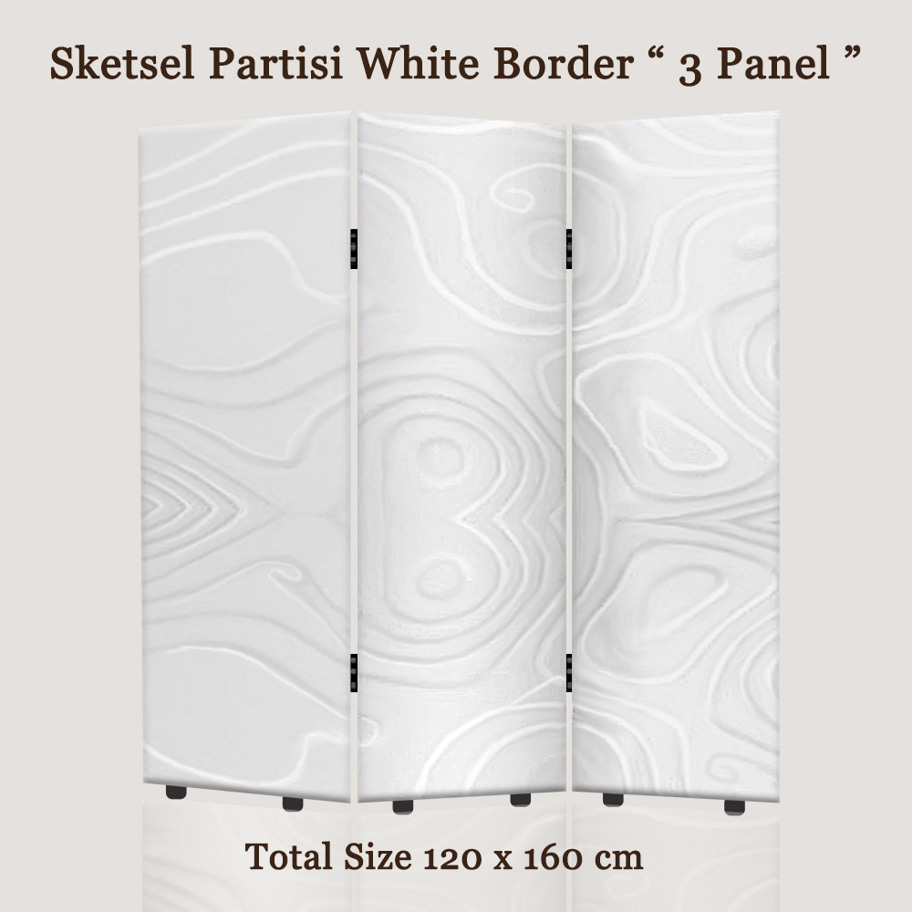 Jual Sketsel Partisi White Border Pembatas Ruang Minimalis 3 Panel ...