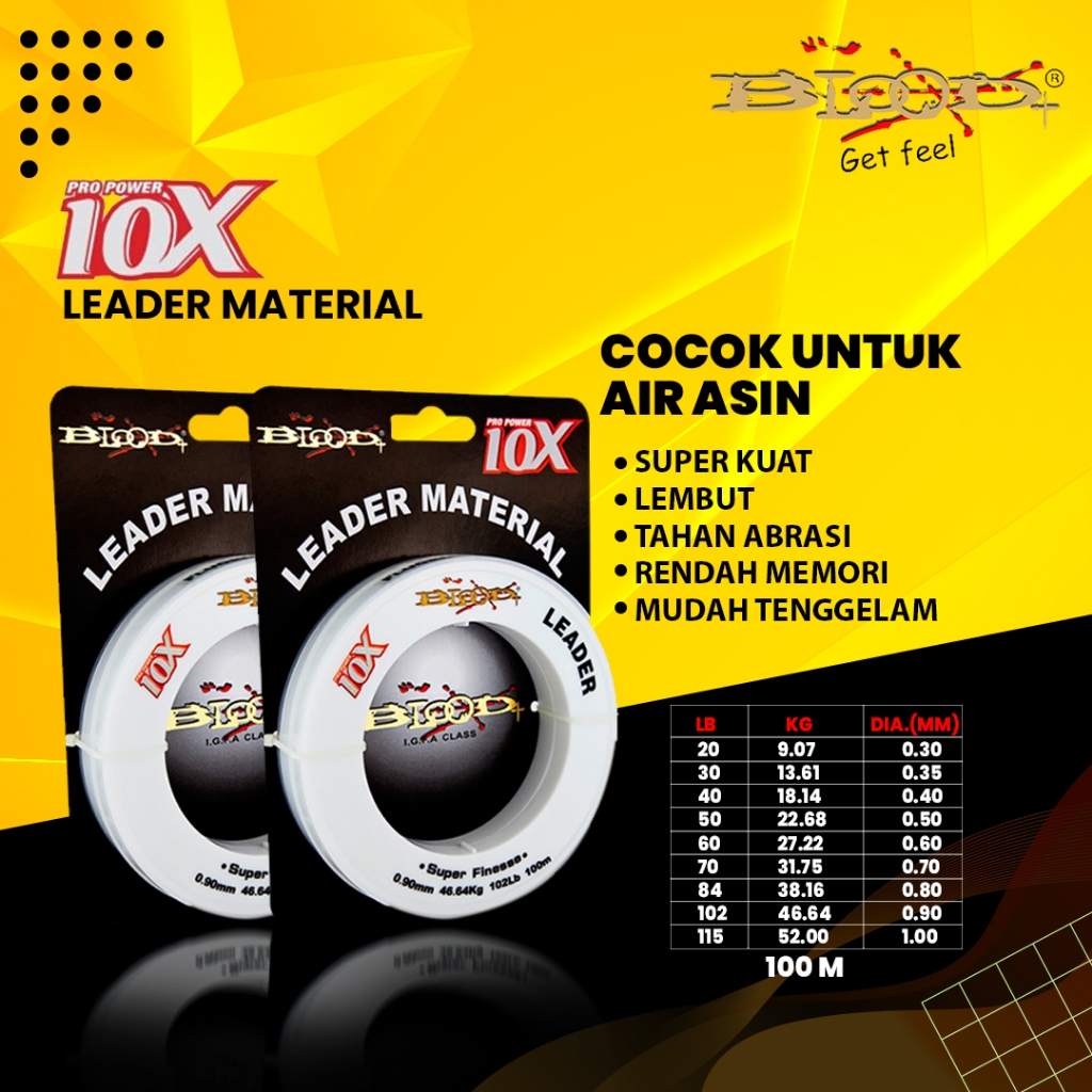 Jual SENAR PANCING LEADER BLOOD POWER 10X FLUOROCARBON COATING FISHING ...