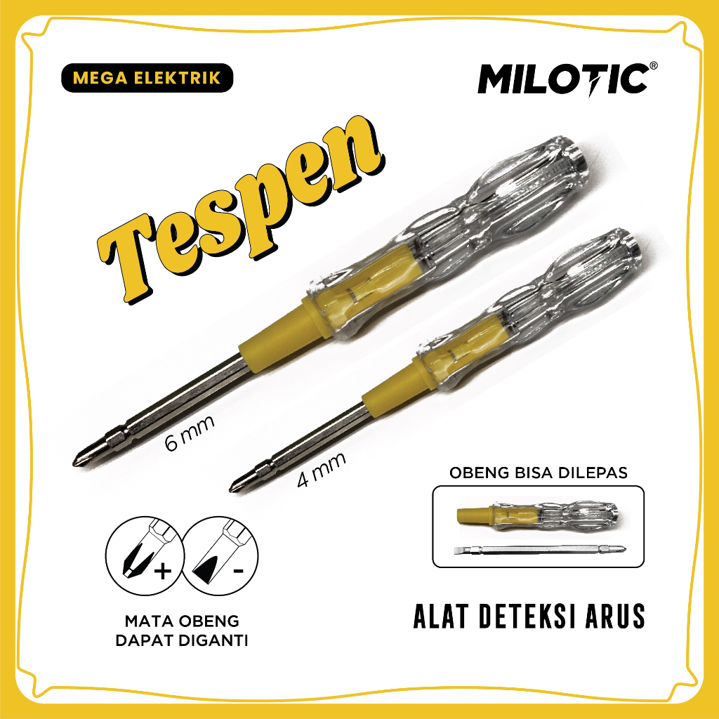 Jual Obeng Tester Tespen Obeng Tes Dengan Lampu Indicator Milotic ...