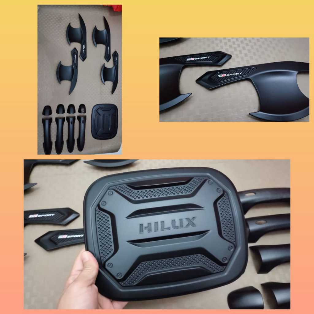 Jual paket outer handle + tank cover all new hilux GR SPORT hitam ...